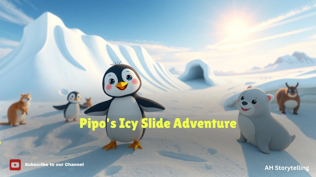 Pipo’s Snowy Slide Adventure: A Thrill on Ice! 🐧 ️ #kidsstory #penguin ...