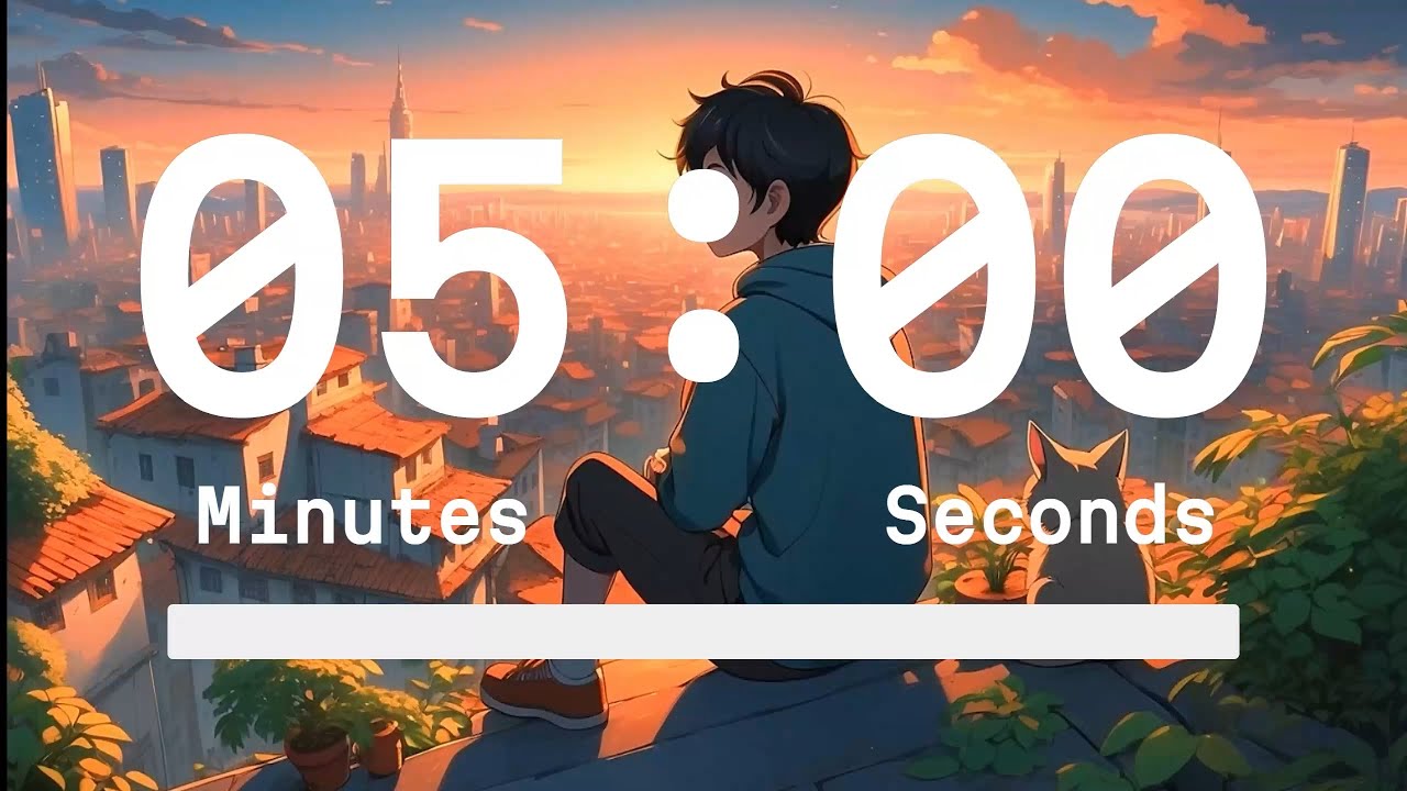 5-Minute Countdown Timer - Anime Boy Cat City Dynamic Theme + Progress ...