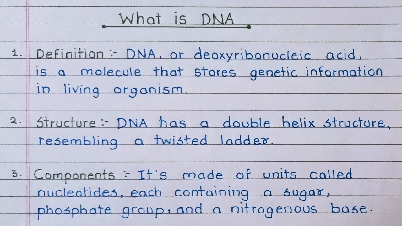 Beautiful Handwritten Notes on DNA | What is DNA ? | Deoxyribonucleic ...