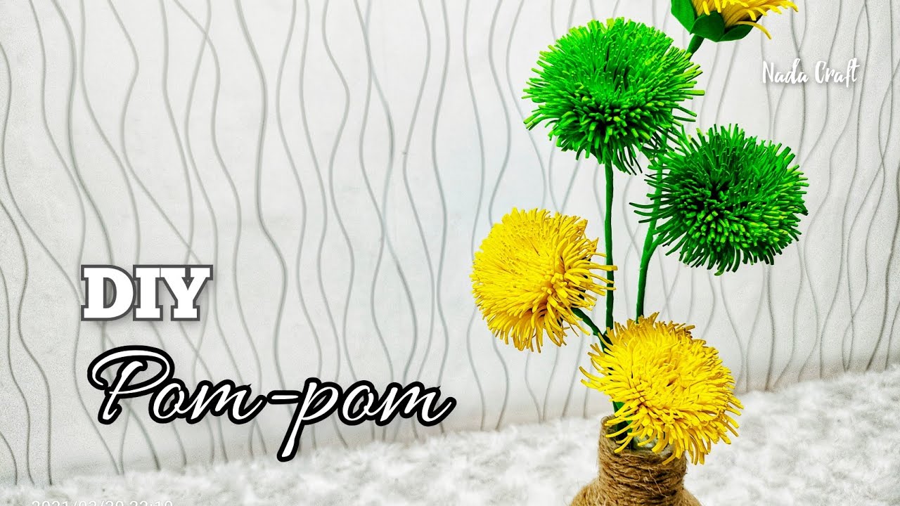 How to make pom pom flowers from foam | Car and home decoration - YouTube