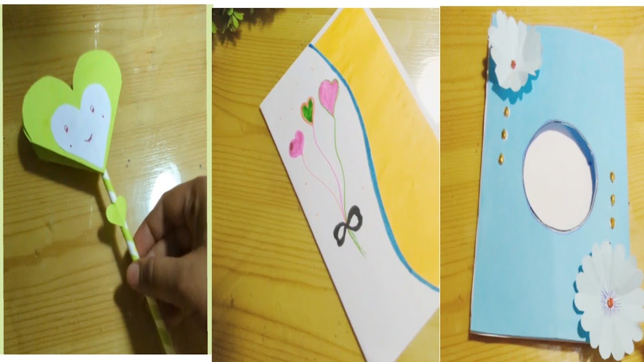 3 easy card making ideas|| simple and beautiful greeting card|| paper ...