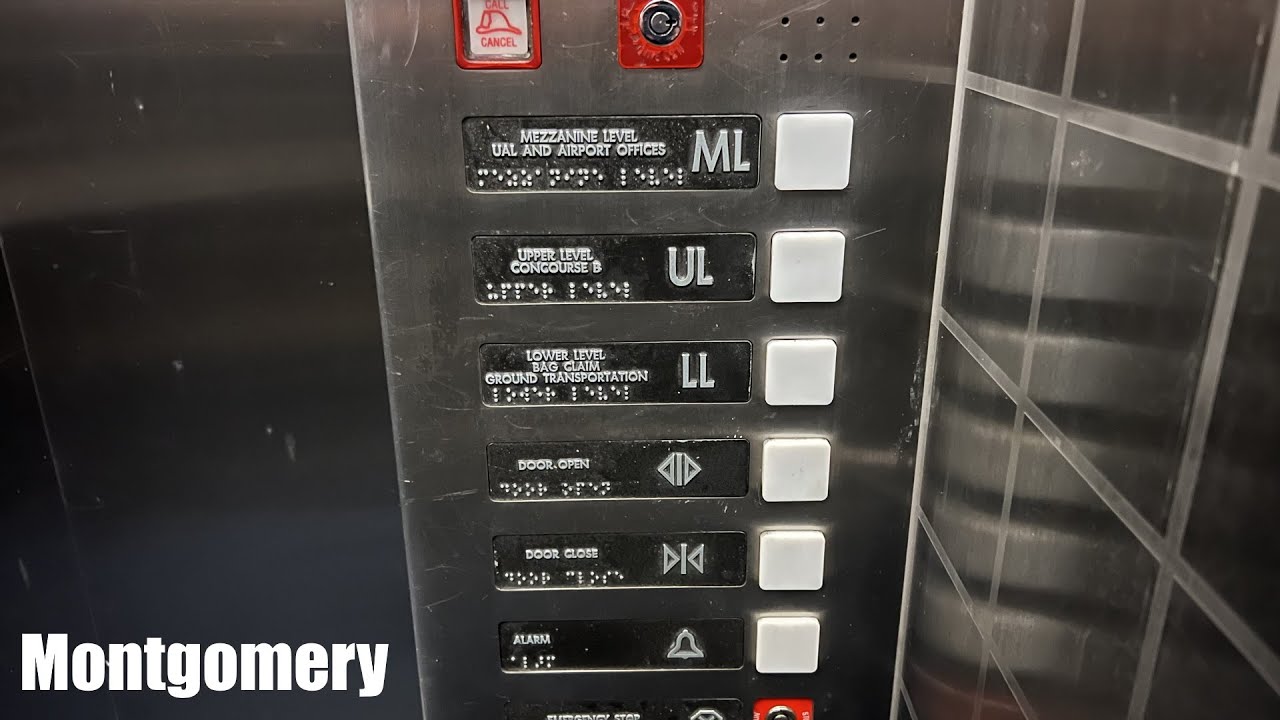 Custom Buttons! Talking Montgomery Hydraulic Elevator @ O'Hare Terminal ...