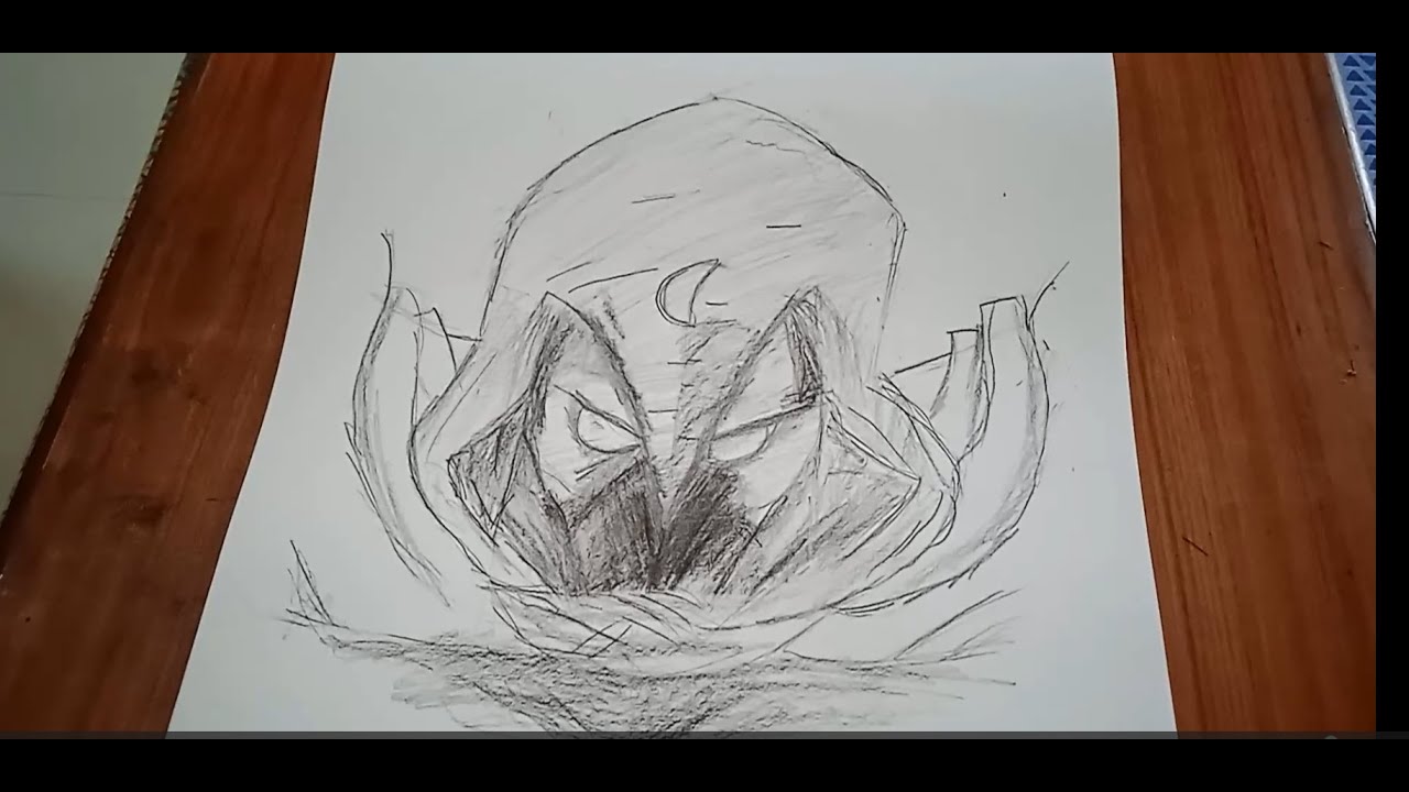 How to draw moon knight sketch (easy) - YouTube