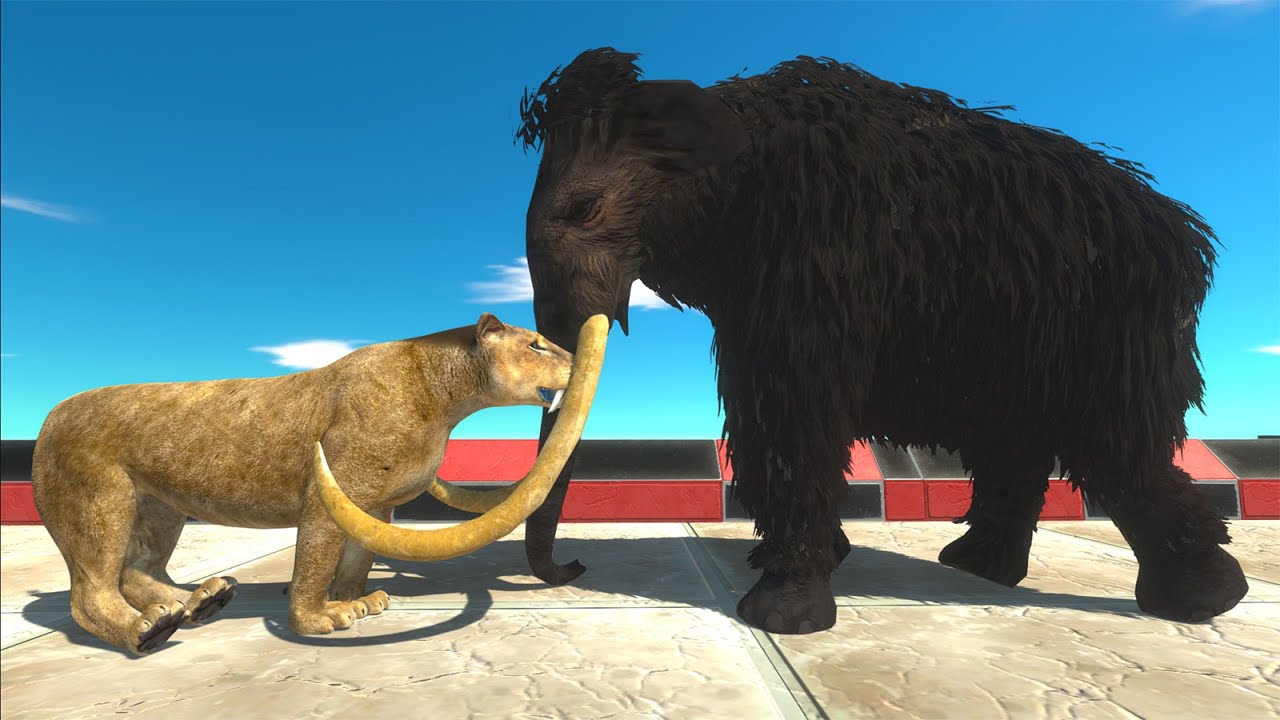 3X SMILODON vs GIANT WOOLLY MAMMOTH DEATH RUN - Animal Revolt Battle ...