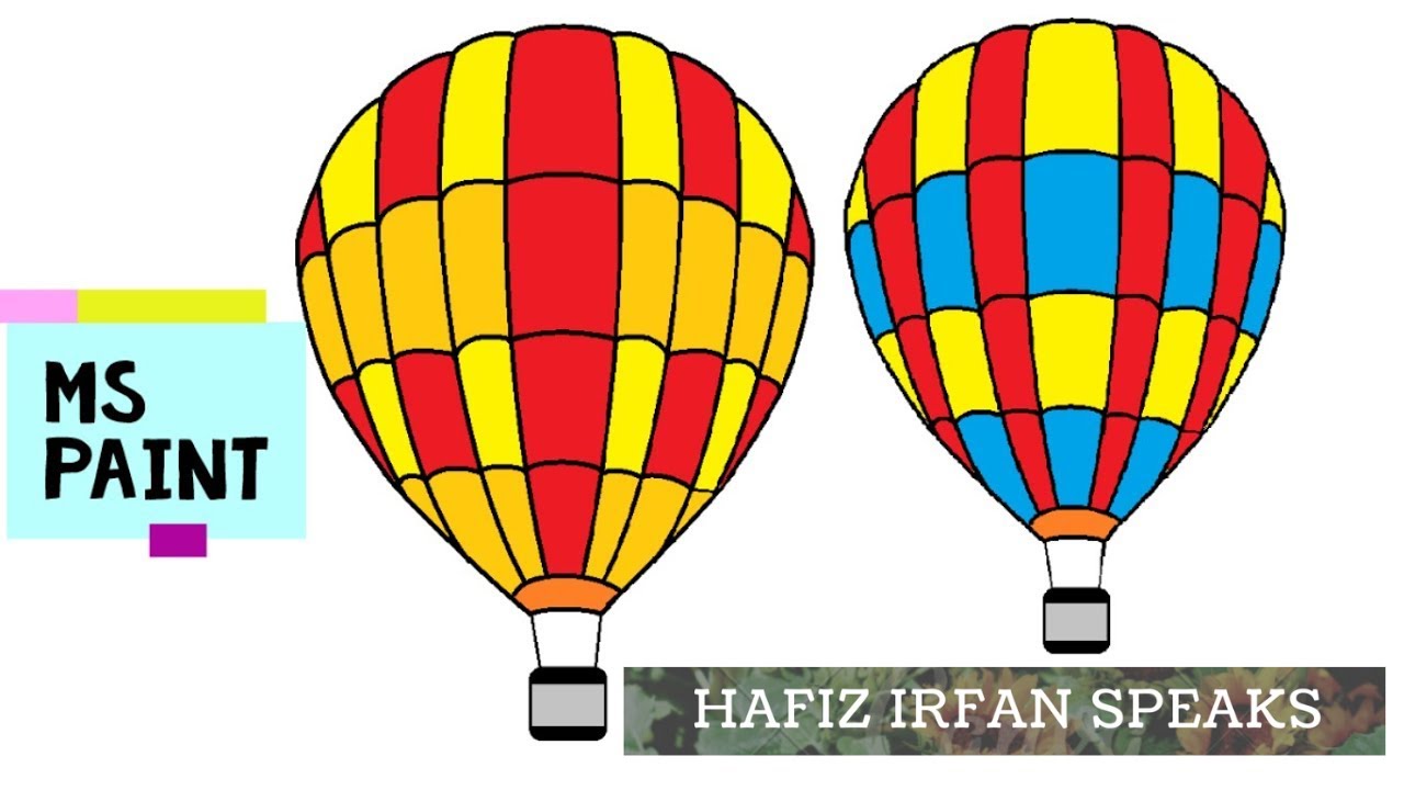 How to draw AIR BALLOON on computer using MS Paint program | Drawing ...