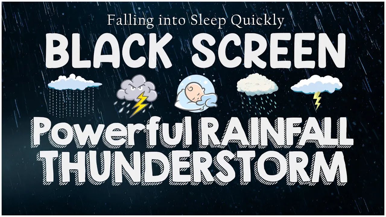 Powerful RAINFALL and THUNDERSTORM at night - Rain Sounds BLACK SCREEN ...