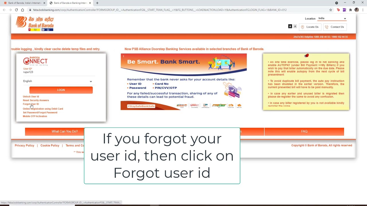 Bank Of Baroda Online Banking Login & Activation | BOB Net Banking ...