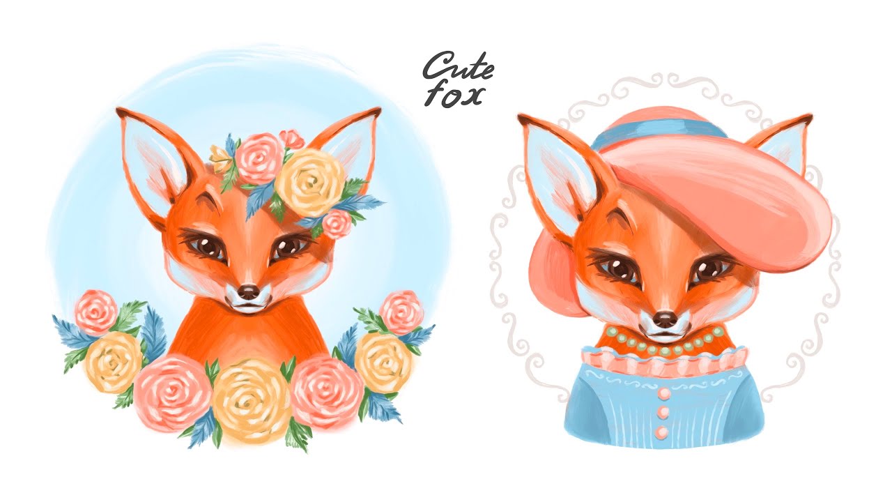 Cute fox illustration. Digital art (iPad+procreate) - YouTube