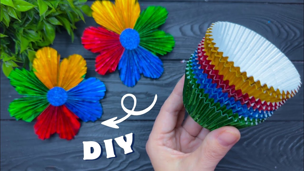 Amazing Idea with Cupcake Liners Paper Craft Paper Flowers DIY - YouTube