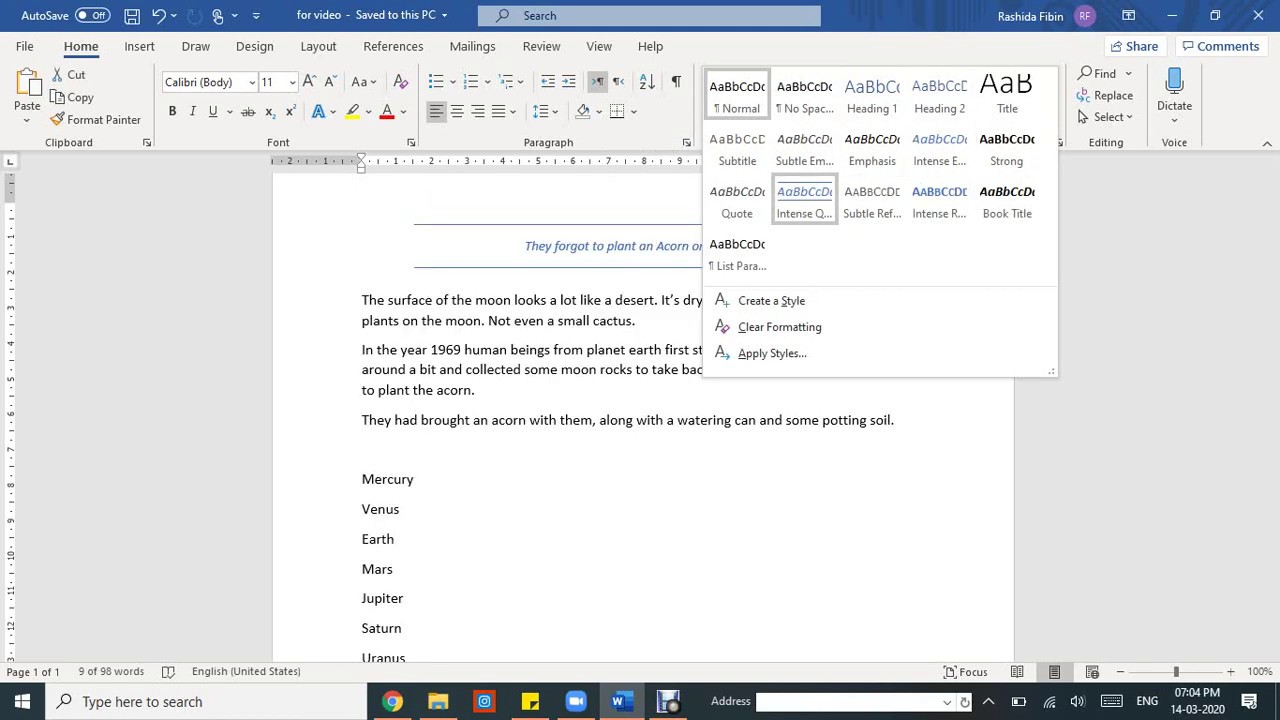 MS Word Basic formatting- Styles and Lists - YouTube
