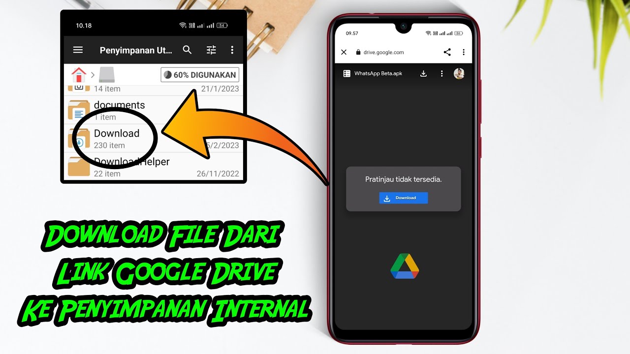 Cara Download File Dari Google Drive Agar Tersimpan Di Internal - YouTube