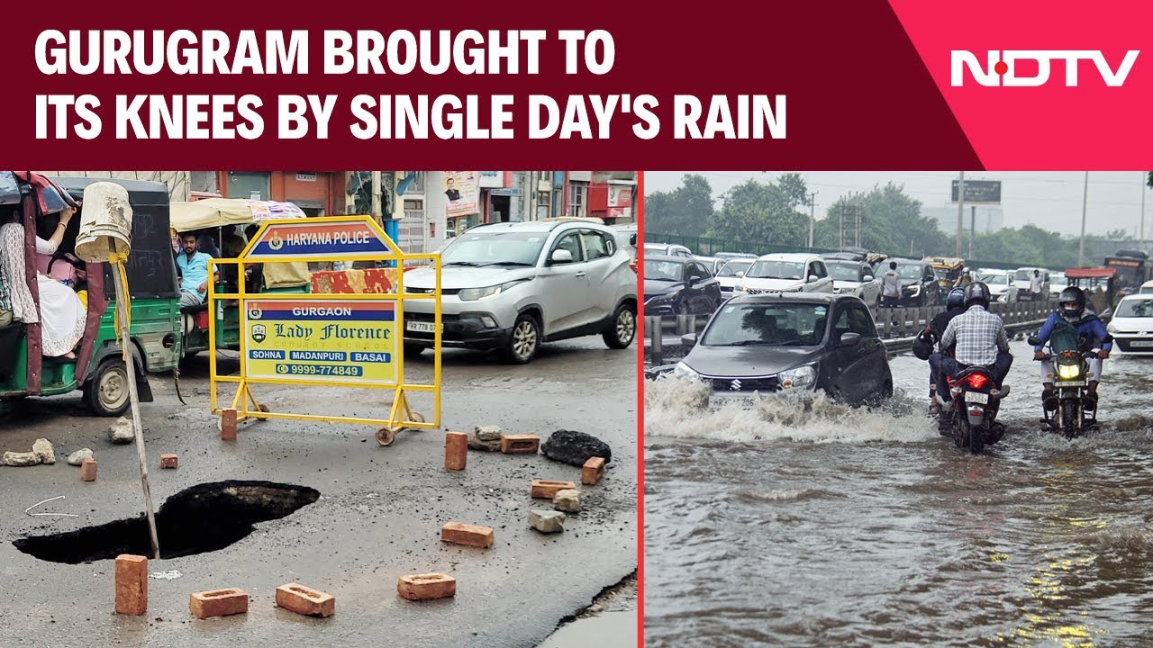 Gurugram Rain Today | Gurugram Brought To Its Knees By Single Day's Rain - YouTube