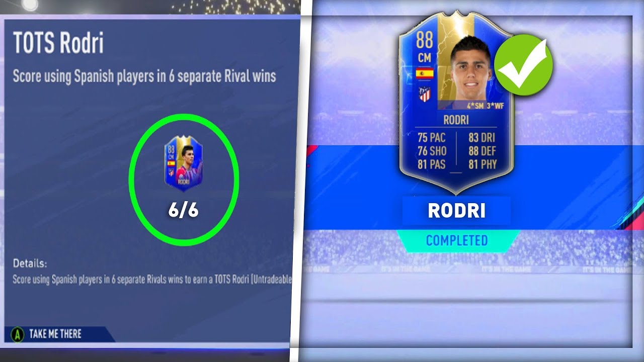HOW TO GET TOTS RODRI *FAST*!! FIFA 19 TOTS WEEKLY OBJECTIVE - YouTube