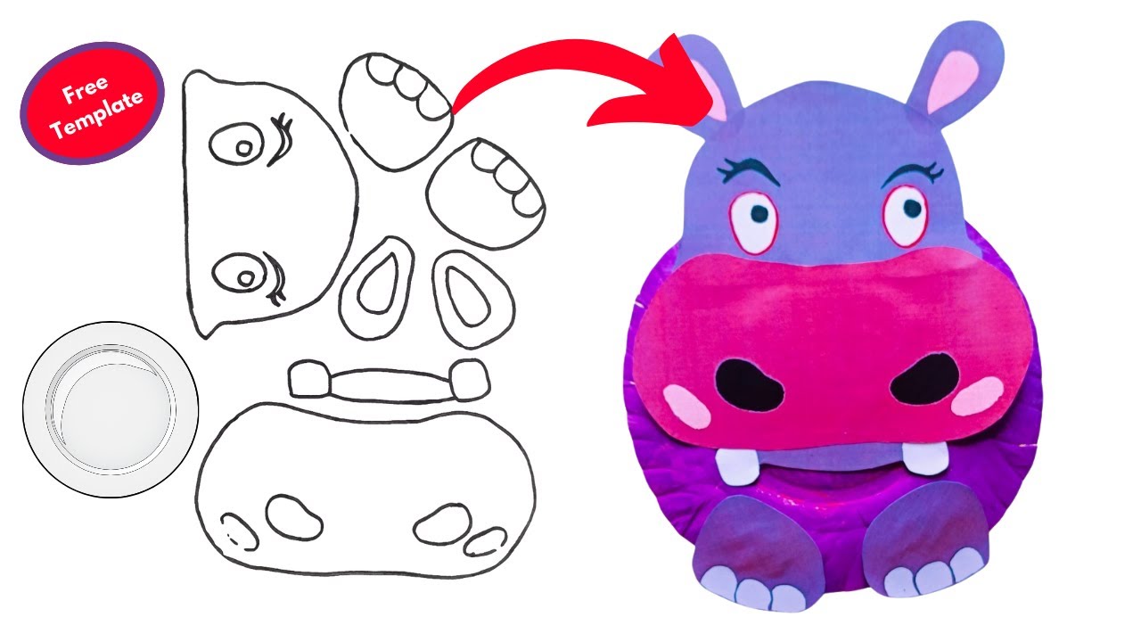 paper Plate Hippopotamus Craft for KIDS - YouTube