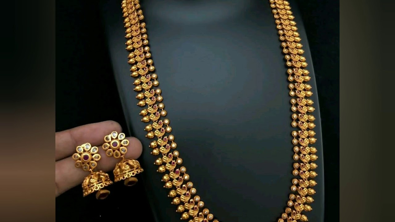 Gold long chain/haram designs - YouTube