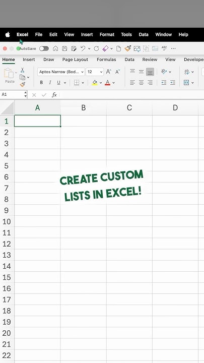 Create Custom Lists in Excel | shortcut #excel #exceltutorial - YouTube