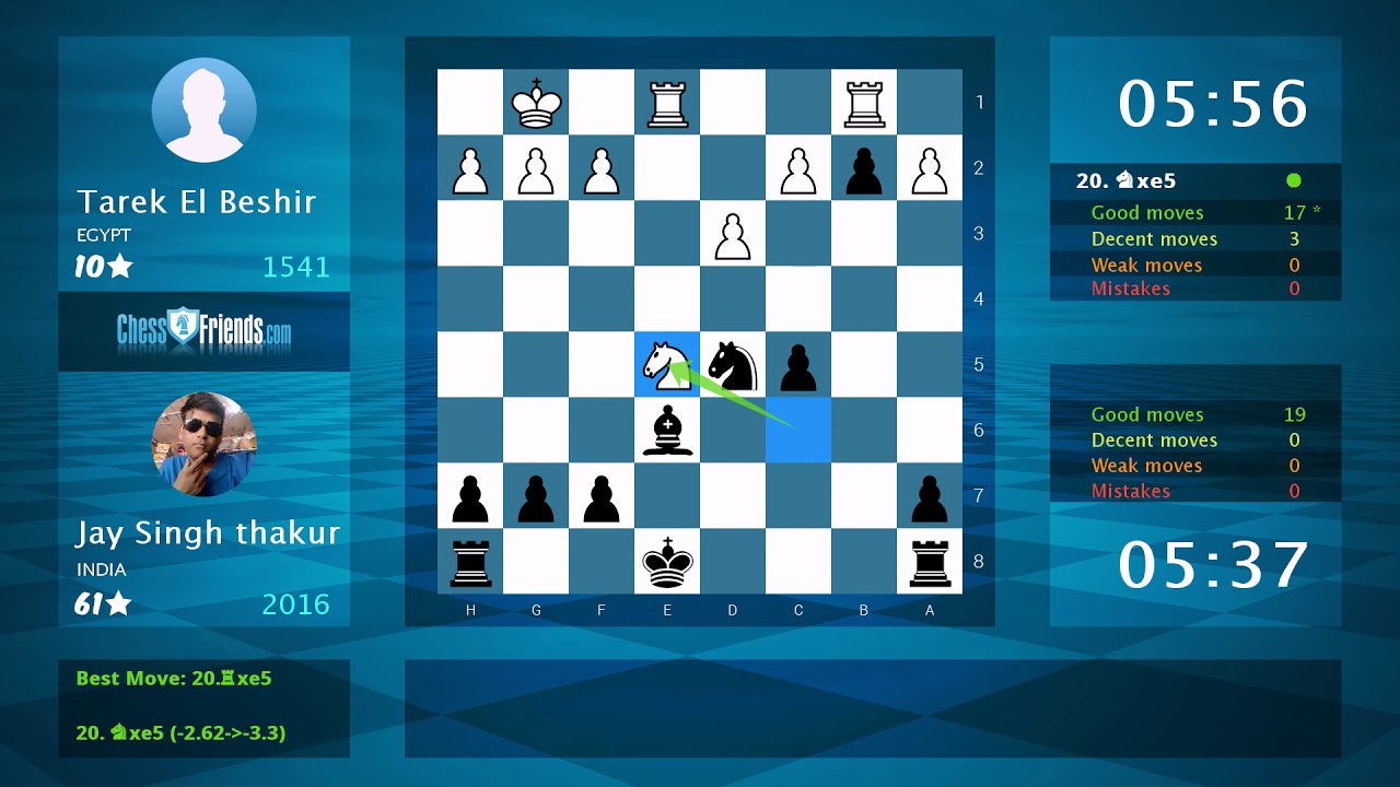 Chess Game Analysis: Tarek El Beshir - Jay Singh thakur : 0-1 (By ...