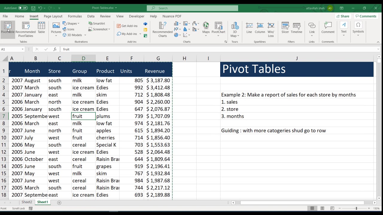 Online Lecture 11 Pivot Tables and Page Setup - YouTube