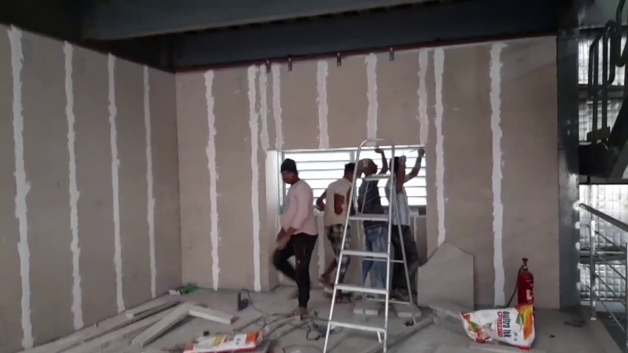 V board partition work - YouTube