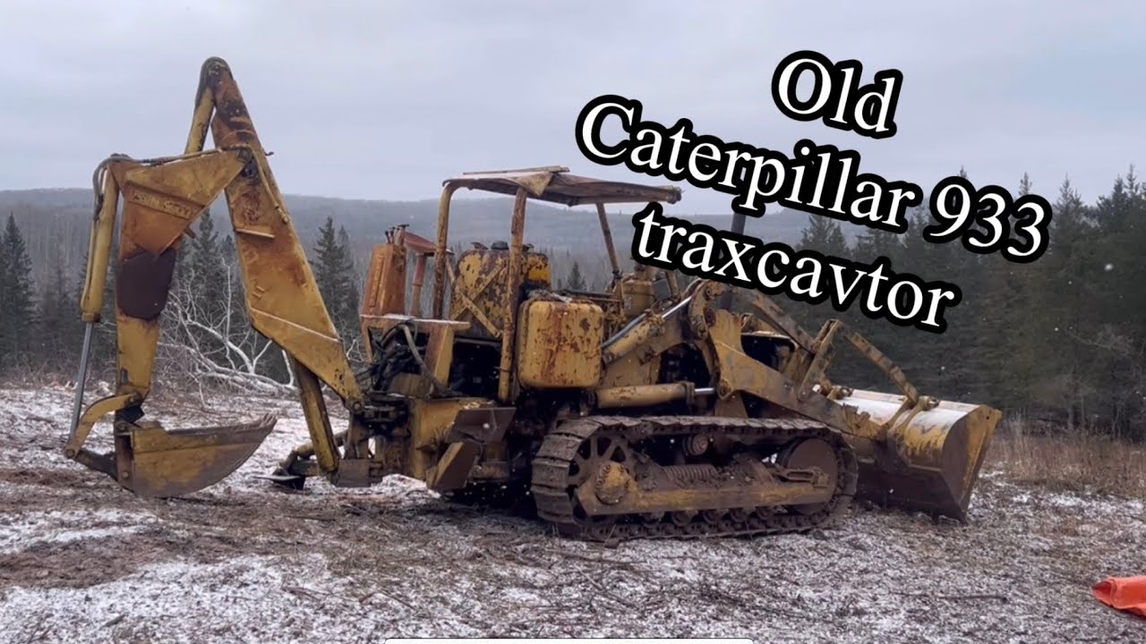 Old 933 Caterpillar traxcavtor cold start plus cutting down trees at ...