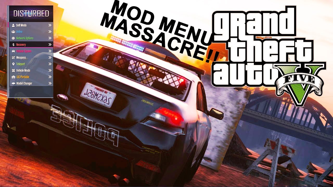GTA5 MOD MENU MASSACRE - (DISTURBED MOD MENU) - YouTube