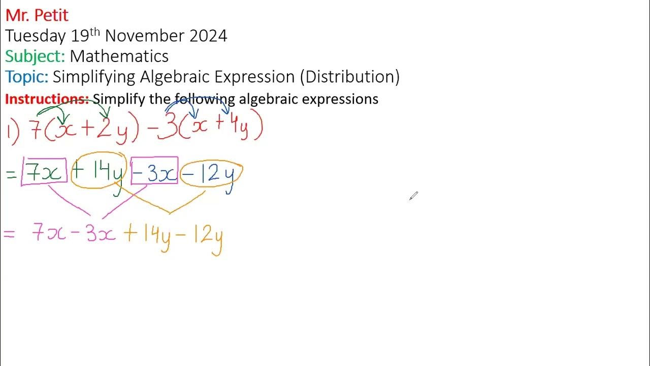 EVENING CLASSES DAY 2 WEEK 11 (FALL 2024) Simplifying Algebraic ...