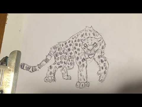 Desenho de caneta, do leopardo Phango do filme Khumba. Gustavo 9 anos.