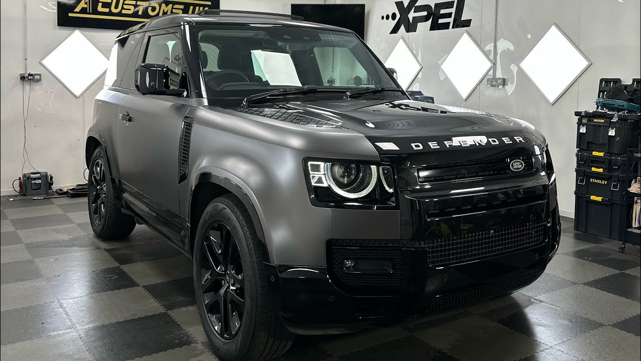 Land Rover defender wrapped in satin grey - YouTube