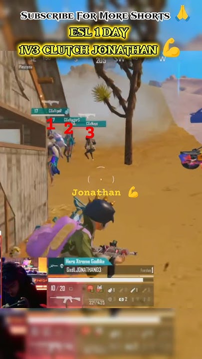 ESL DAY 1 / 1V3 CLUTCH JONATHAN 💪 / GODL VS CG #bgmi #esl #shorts #jonathangaming - YouTube