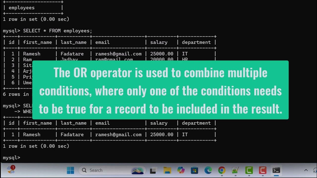 Learn SQL with MySQL Database | Logical Operators – AND, OR, NOT Explained with Examples using ...