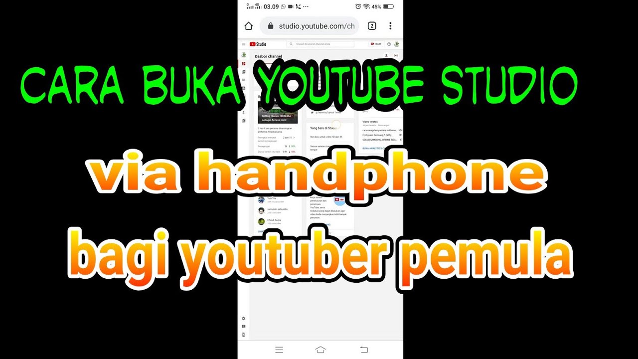 cara buka youtube studio di handphone - YouTube