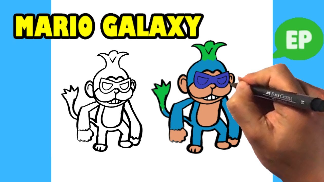 How to Draw Mario Galaxy - Chimp - Easy Pictures to Draw - YouTube