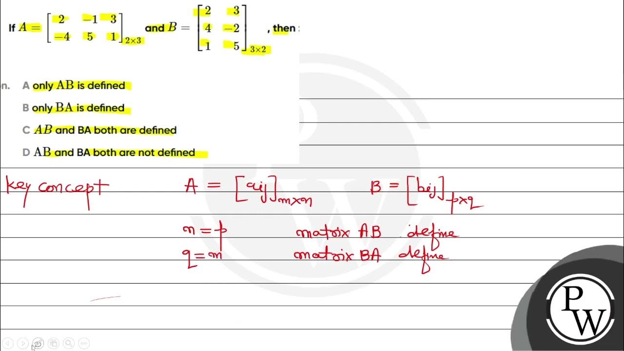 If \( A=\left[\begin{array}{ccc}2 & -1 & 3 \\ -4 & 5 & 1\end{array}\right]_{2 \ti... - YouTube