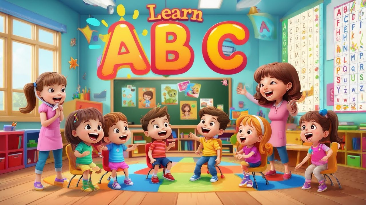 A B C | Learning Class for Kids | Colorful Class with fun | 🍎⚽️🐈🐥 ...