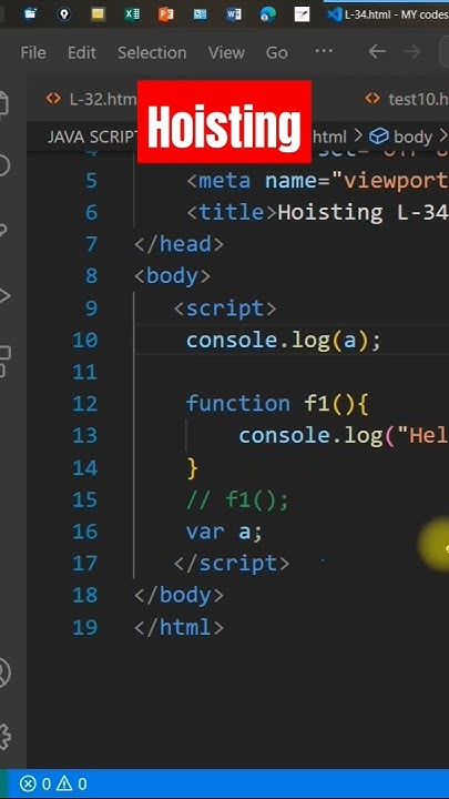 Hoisting in JavaScript #javascipt - YouTube