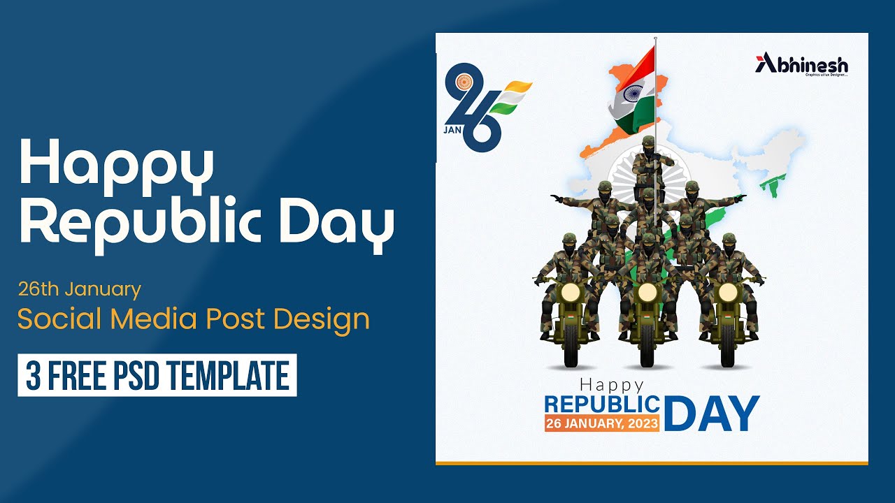 Happy Republic Day social media post design - 26 January- #Abhinesh - YouTube