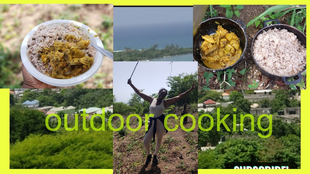 COOK JAMAICA CURRY CHICKEN & GUNGO RICE &PEASE OUTDOOR IN THE HILLS ...