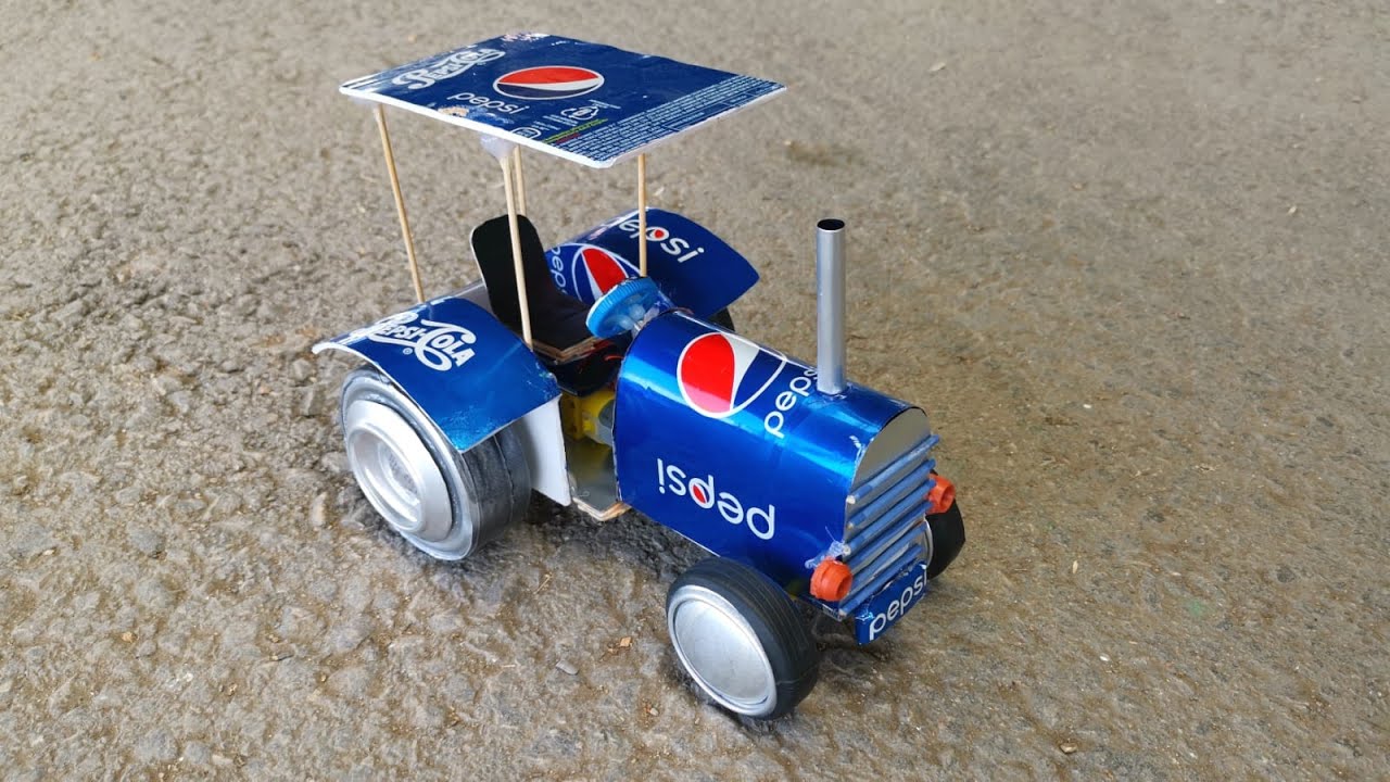 How to Make Tractor From Pepsi cans - DIY mini dc motor tractor-MB ...