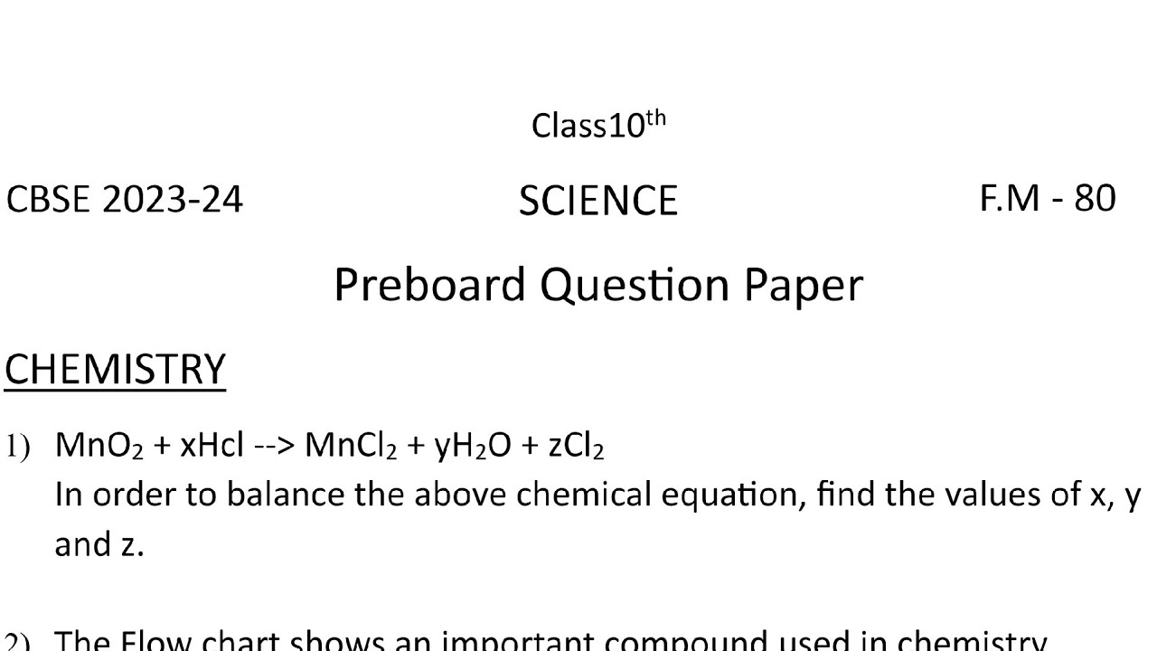 Science Class 10 Pre board Paper 2023-24 | 100% Fix Questions For Pre ...