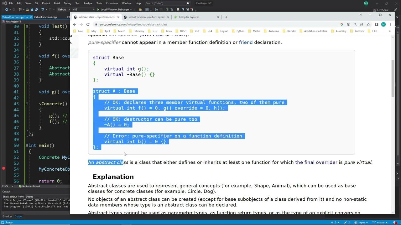 C Beginner Tutorial Basics 266 Abstract Class Pure Virtual Function 1 Youtube