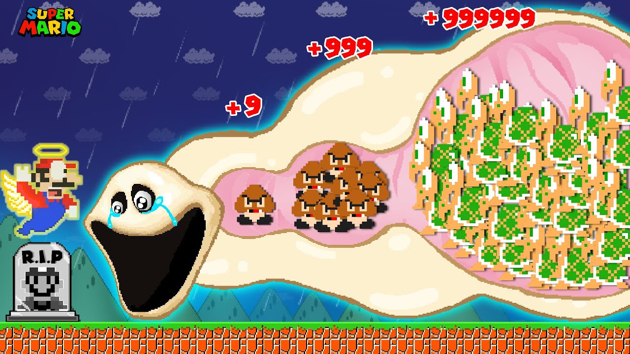 Super Mario Bros. but Hungry Worm Sonic has 999,999 Enemies From BIRTH ...