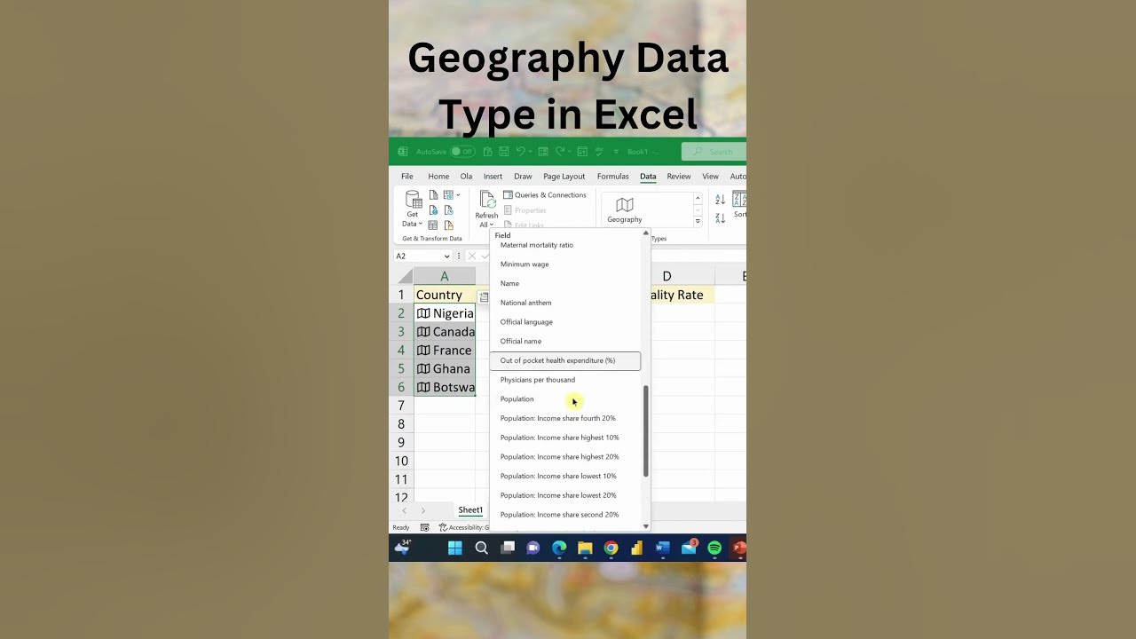 Geography Data In Excel Youtube