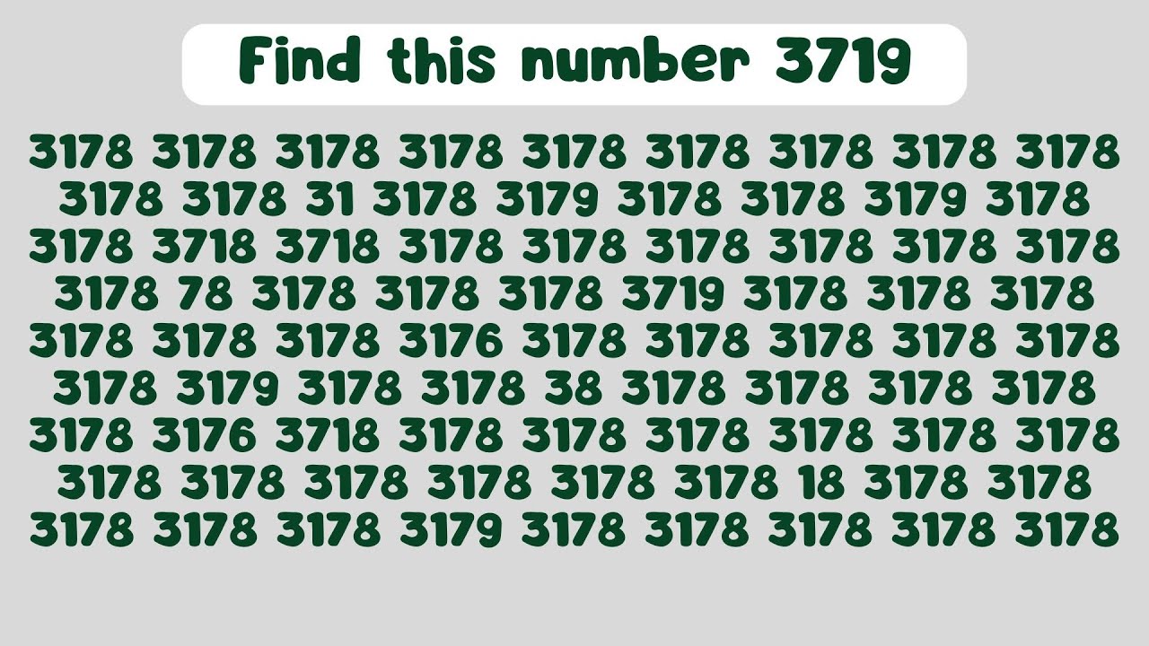 Can You Find The Hidden Number 3719 in 59 Seconds? - YouTube