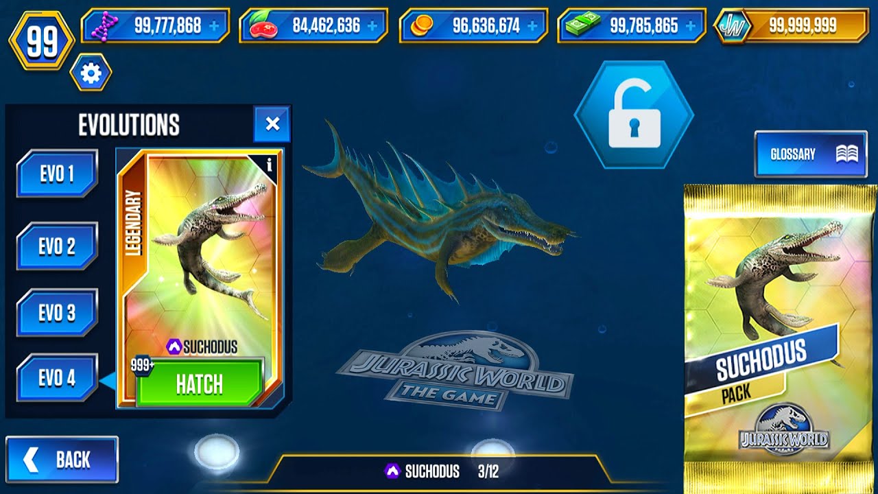 SUCHODUS PACK UNLOCK SUCHODUS 999 | JURASSIC WORLD THE GAME - YouTube