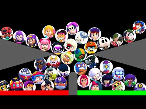 40 Brawl Stars Marble Race Tournament in Algodoo - Brawlers Marbles
