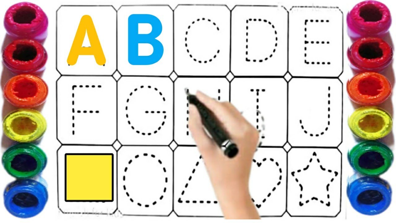 Easy draw and paint alphabets, Shapes drawing for kids, ABCD, A for ...