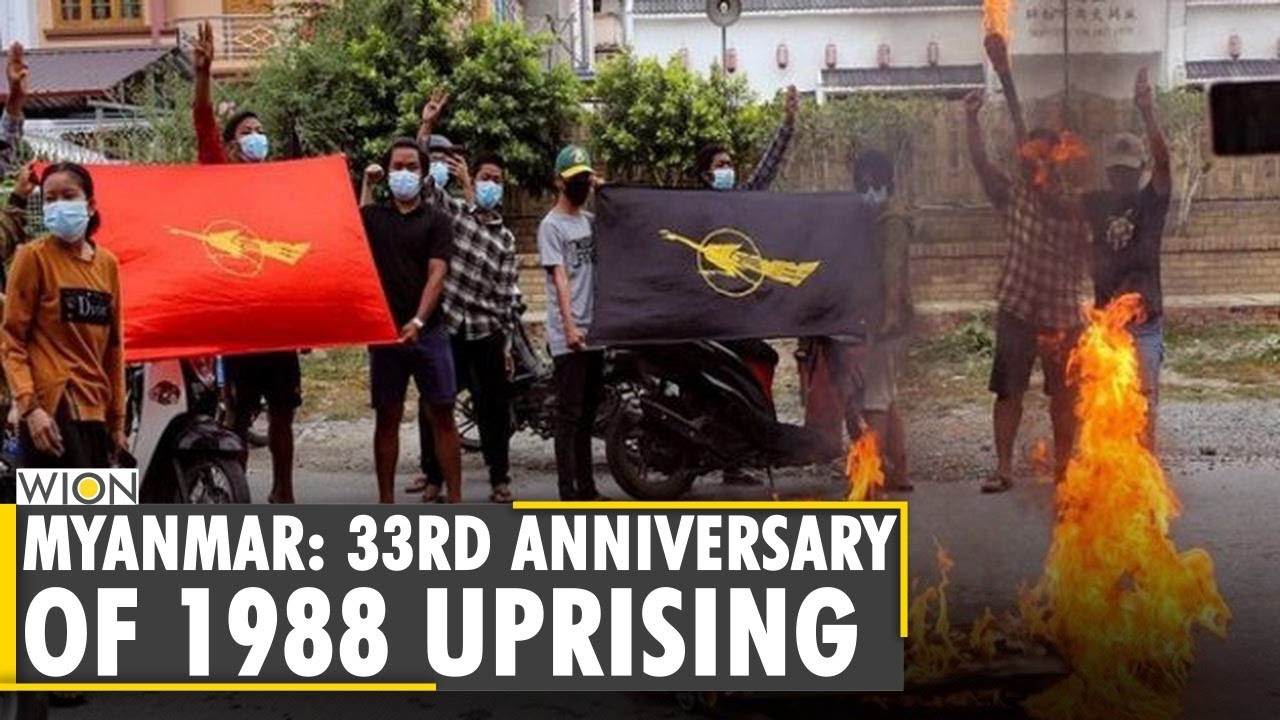 Myanmar protesters mark 33rd anniversary of 1988 uprising against ...