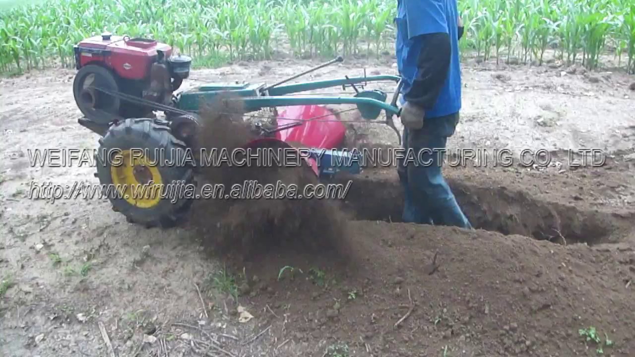 Working video of ditcher for 101B-3 model walking tractor 101B-3型手扶拖拉機配 ...