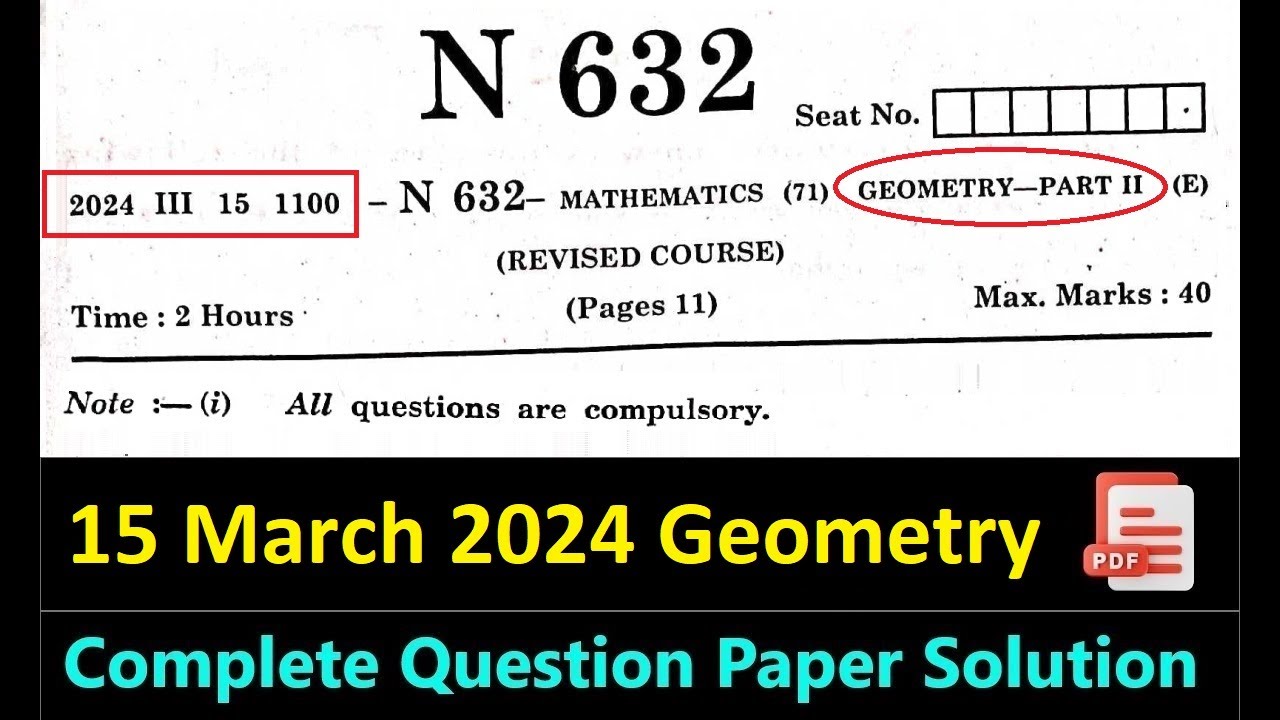 Geometry 2024 Complete Question Paper Solution Maharashtra Board | SSC ...
