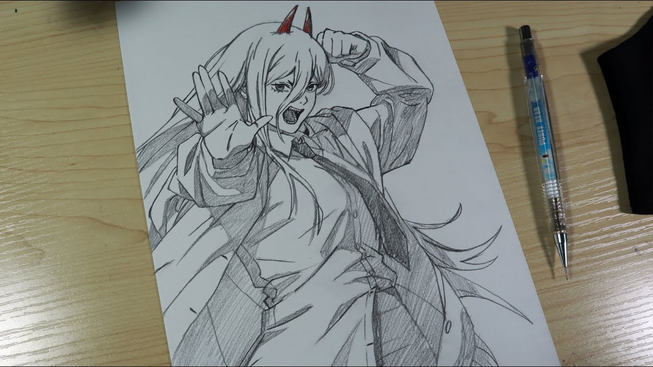 Female devil power drawing / / Chainsaw Man - YouTube